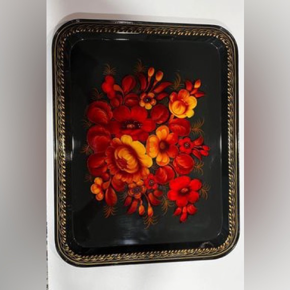 Kitchen | Zhostovo Hand Painted Russian Tole Metal Tray | Poshmark